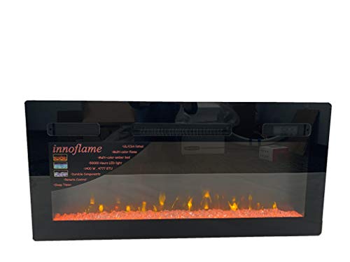 Tiara Innoflame Fireplace Electric 36" Flat Front Crystal Ember Bed w/Remote Control (Black)