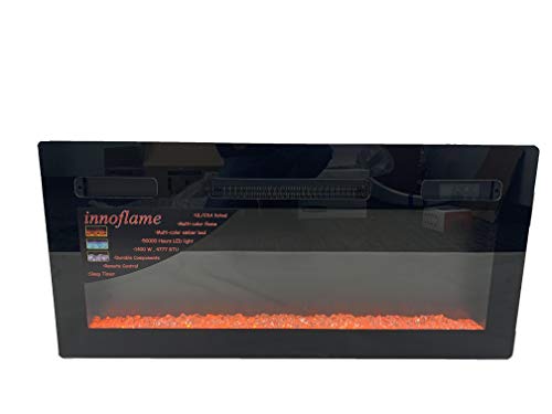 Tiara Innoflame Fireplace Electric 36" Flat Front Crystal Ember Bed w/Remote Control (Black)