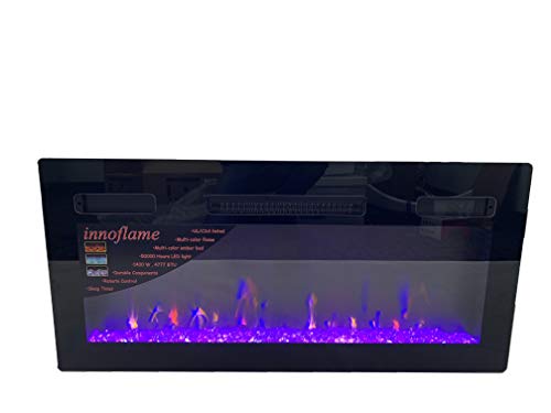 Tiara Innoflame Fireplace Electric 36" Flat Front Crystal Ember Bed w/Remote Control (Black)