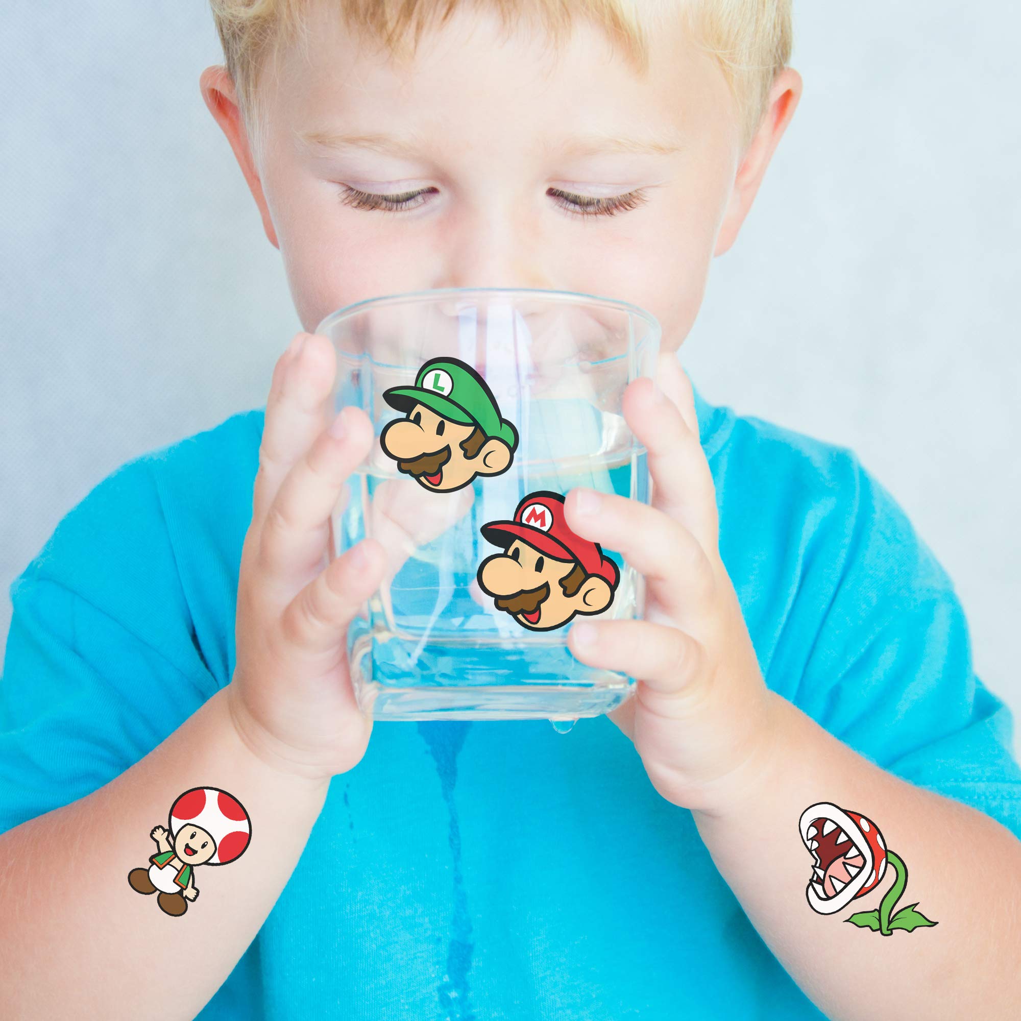 Mario Party Supply Temporary Tattoos | Pack of 34 | MADE IN THE USA | Skin Safe | Party Supplies & Favors | Removable