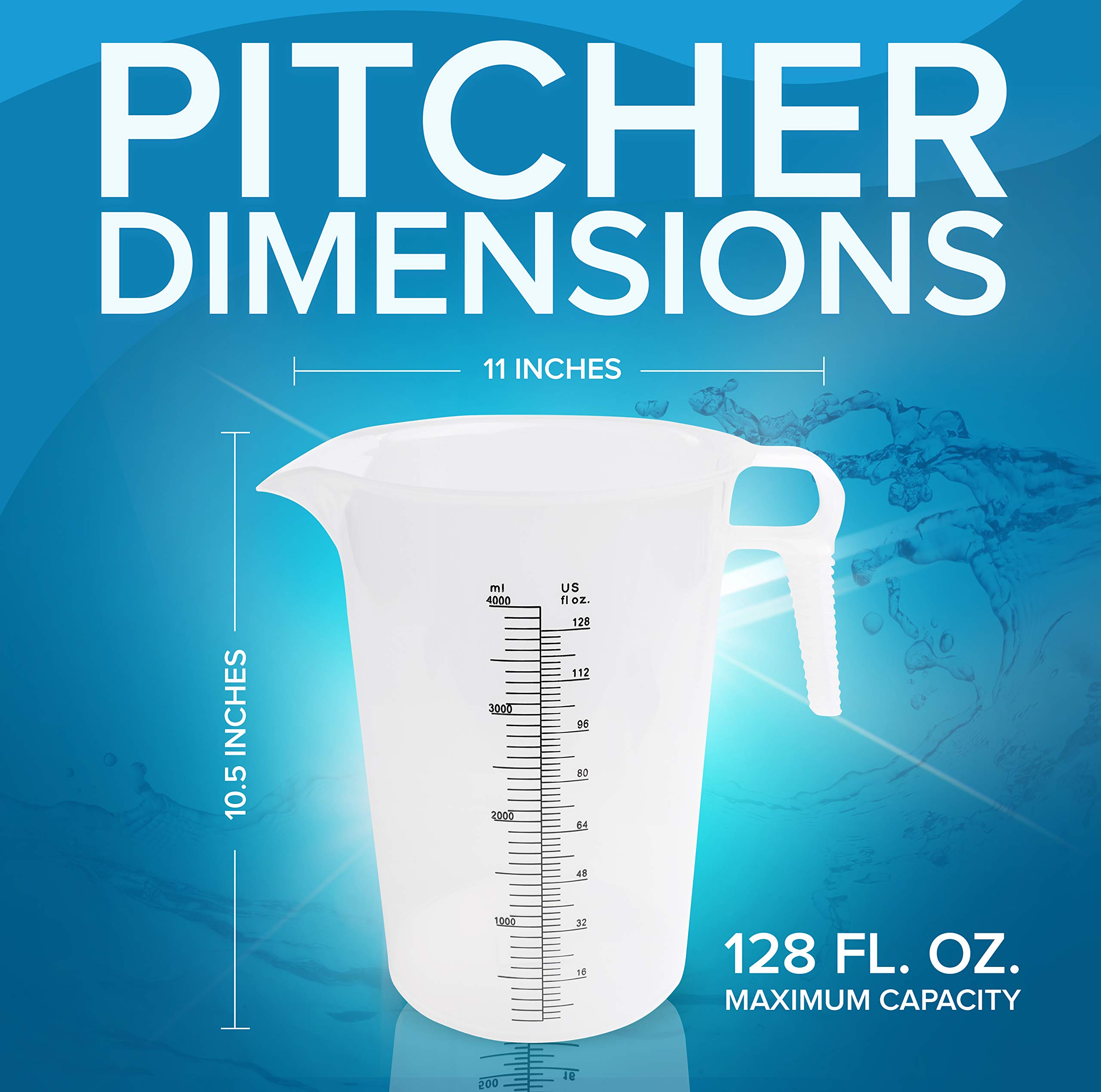 ACCUPOUR 32oz (1 quart) Measuring Pitcher, Plastic, Multipurpose - Great for Chemicals, Oil, Pool and Lawn - Ounce (oz) and Milliliter (mL) Increments (1000 mL)