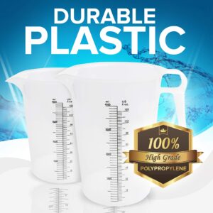 ACCUPOUR 32oz (1 quart) Measuring Pitcher, Plastic, Multipurpose - Great for Chemicals, Oil, Pool and Lawn - Ounce (oz) and Milliliter (mL) Increments (1000 mL)