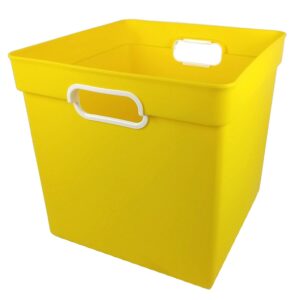 Romanoff ROM72503-3 Plastic Cube Bin, 11.5 x 11-Inch x 10.5-Inch, Yellow, Pack of 3