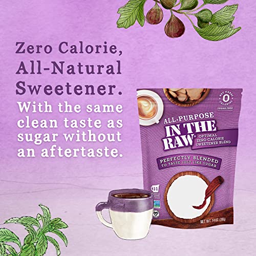 All-Purpose In The Raw Nature’s Zero Calorie Sweetener, Sugar Free Substitute Baking, Coffee, Stevia, Monk Fruit, Allulose, Erythritol Blend, Keto, Low Carb, Vegan, Gluten Free, 14 Oz (Pack of 1)