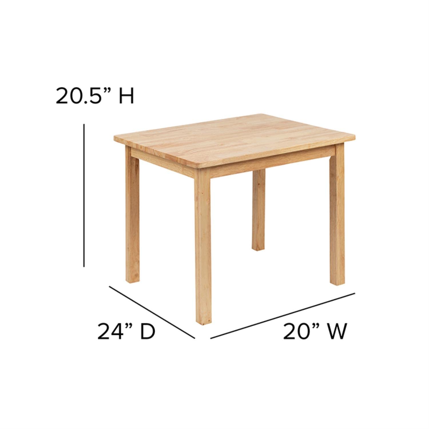 Flash Furniture Kyndl Kids Solid Hardwood Table and Chair Set for Playroom, Bedroom, Kitchen - 3 Piece Set - Natural