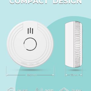 Ecoey Smoke Alarm Fire Detector, Battery Included Photoelectric Smoke Detector with Test Button and Low Battery Signal, Small Fire Alarm for Home, Bedroom FJ136GB, 6 Packs