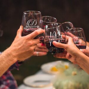 Custom Personalized 15oz Stemless Wine Glass - Customized With Any Name