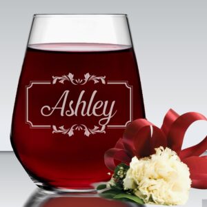 Custom Personalized 15oz Stemless Wine Glass - Customized With Any Name