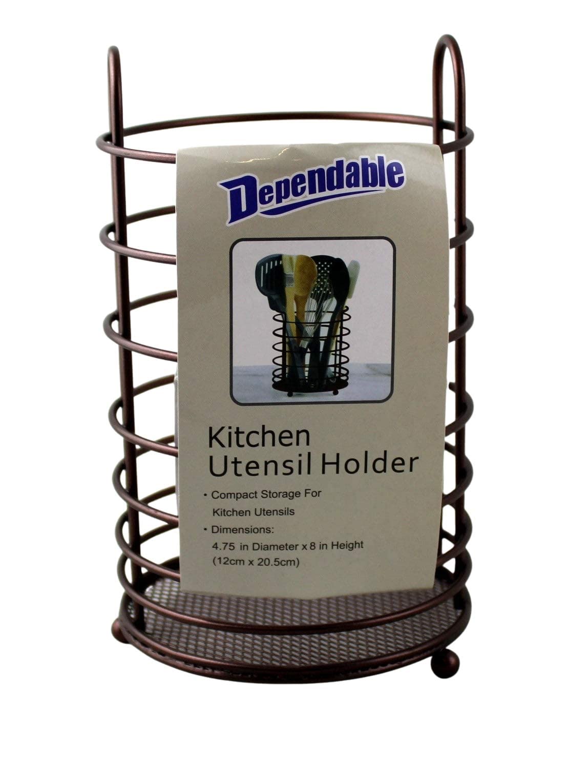 Dependable Industries inc. Essentials Kitchen Cutlery Holder Utensil Caddy Mesh Bottom (Bronze)