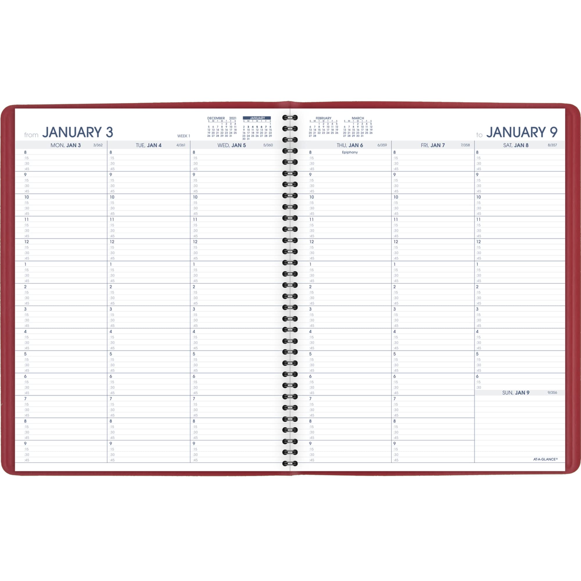 2022 Weekly Appointment Book & Planner by AT-A-GLANCE, 8-1/4" x 11", Large, Fashion Color, Red (7094013)