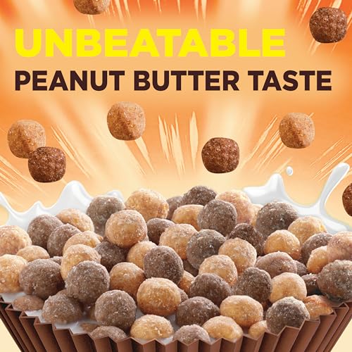 REESE’S PUFFS Chocolatey Peanut Butter Cereal, Kid Breakfast Cereal, Family Size, 19.7 oz