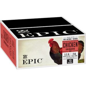 epic protein bars, chicken sriracha, keto and paleo friendly, 1.3 oz, 12 ct