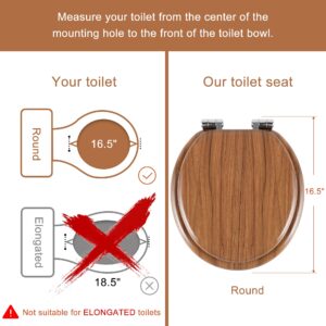 Round Toilet Seat Molded Wood Toilet Seat with Quietly Close and Quick Release Hinges, Easy to Install also Easy to Clean by Angol Shiold (Round, Natural)