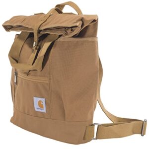 carhartt convertible, durable tote bag with adjustable backpack straps and laptop sleeve, brown, one size