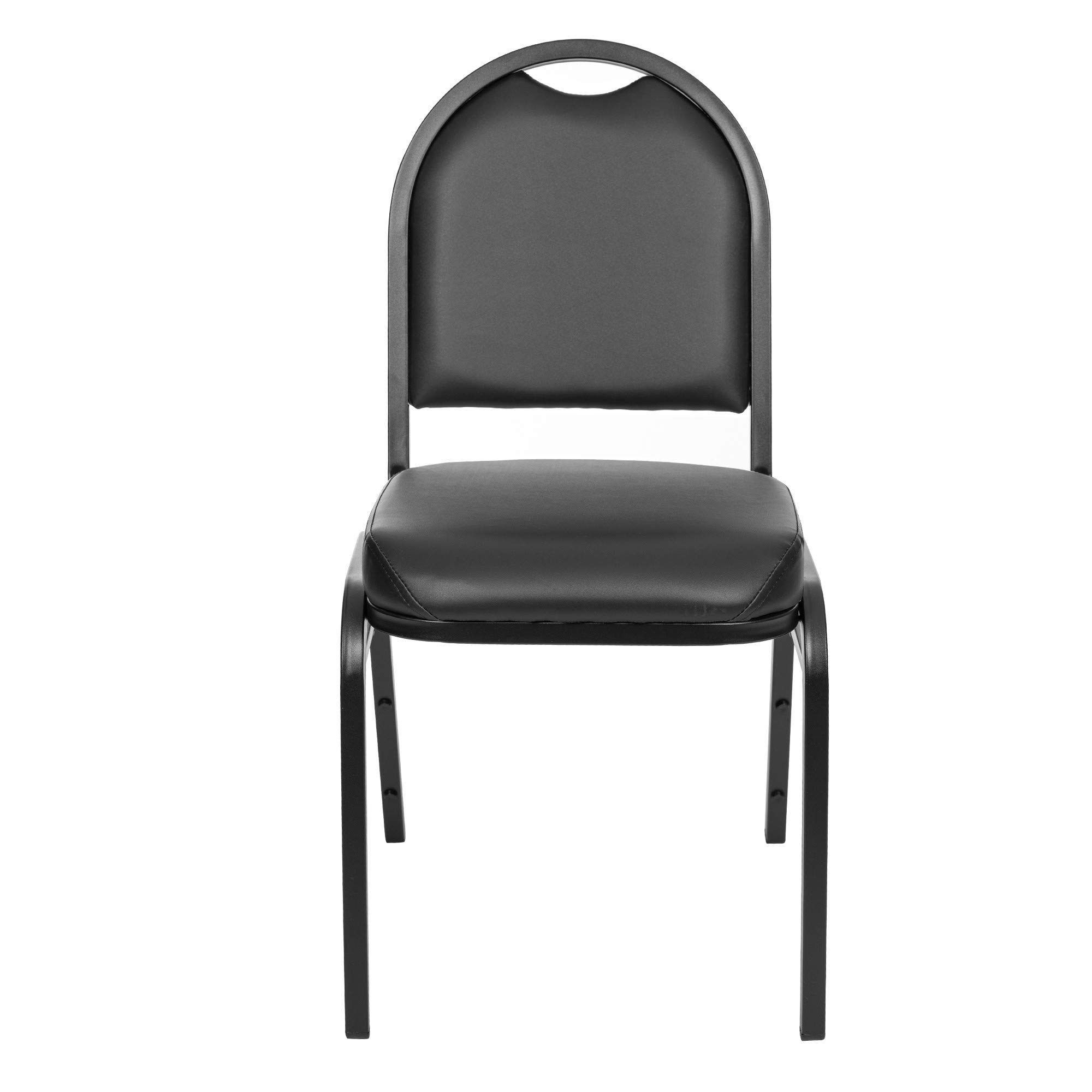 OEF Furnishings Premium Vinyl Upholstered Stack Banquet Chair, Pack of 2, Black/Black