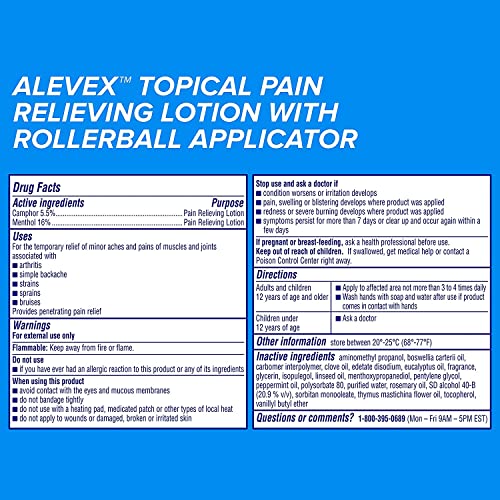 AleveX Topical Pain Relief Lotion with Rollerball Applicator - Long Lasting Arthritis and Muscle Pain Relief, 2.5 oz