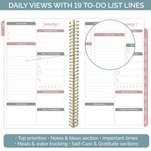 bloom daily planners New UNDATED Hardcover Calendar & Daily Bound To Do List Spiral Notebook - Notes, Goals, to Do's Planning System - 8.25" x 6.5" - Daydream Believer