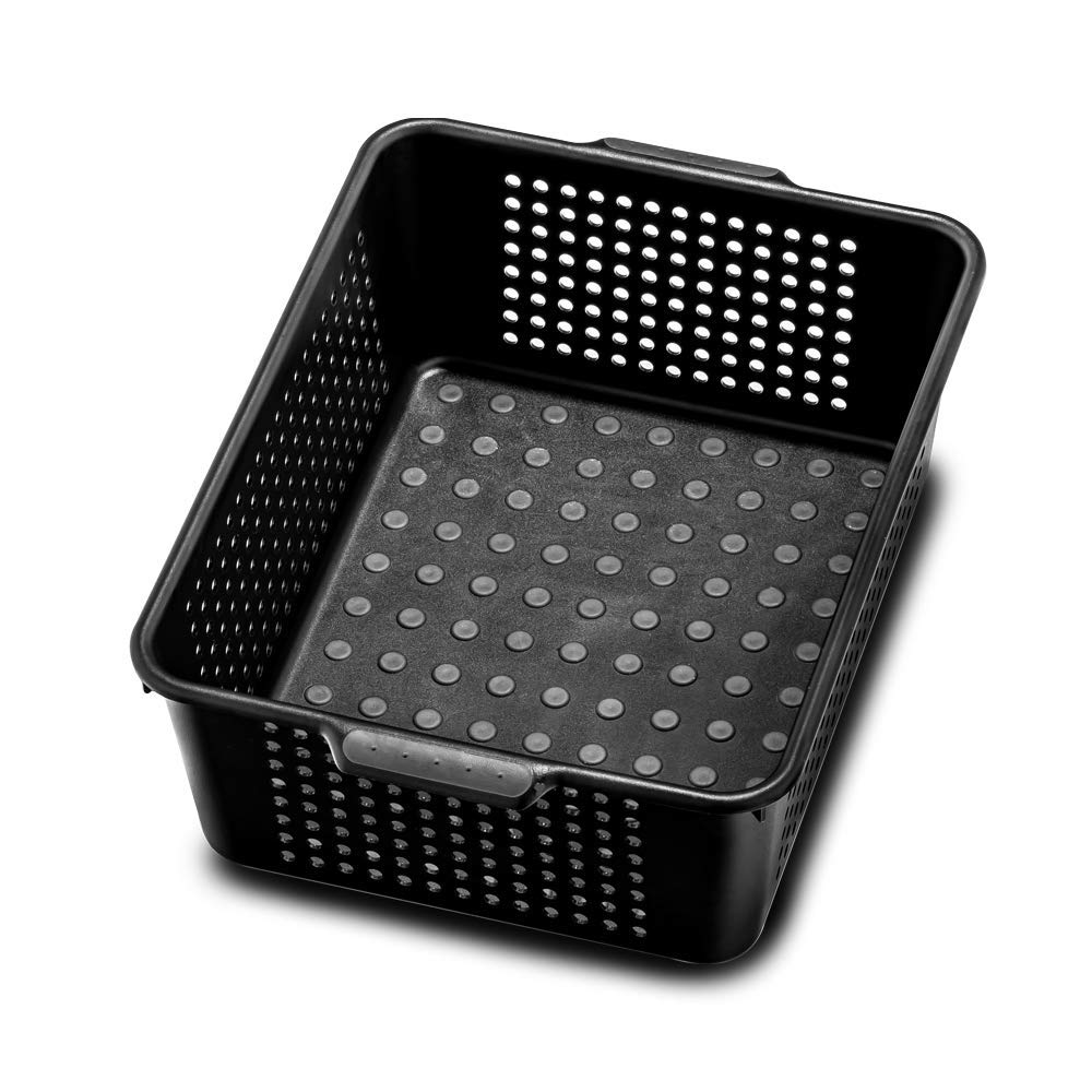 madesmart Classic Medium Storage Basket with Handles, Multi-Purpose Organizer, Soft-Grip Dots and Non-Slip Feet, BPA-Free, Carbon