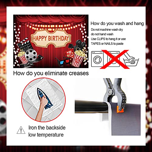 Movie Night Backdrop Red Carpet Movie Theme Birthday Party Background Children Star Movie Theme Party Photography Decoration Photo Shoot Props 7x5FT