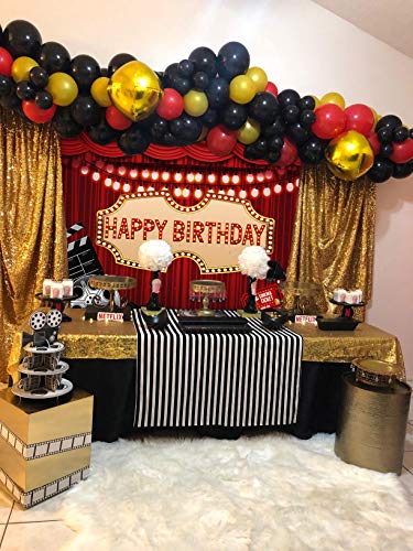 Movie Night Backdrop Red Carpet Movie Theme Birthday Party Background Children Star Movie Theme Party Photography Decoration Photo Shoot Props 7x5FT