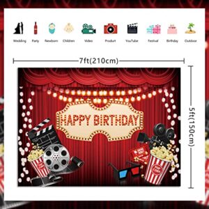 Movie Night Backdrop Red Carpet Movie Theme Birthday Party Background Children Star Movie Theme Party Photography Decoration Photo Shoot Props 7x5FT