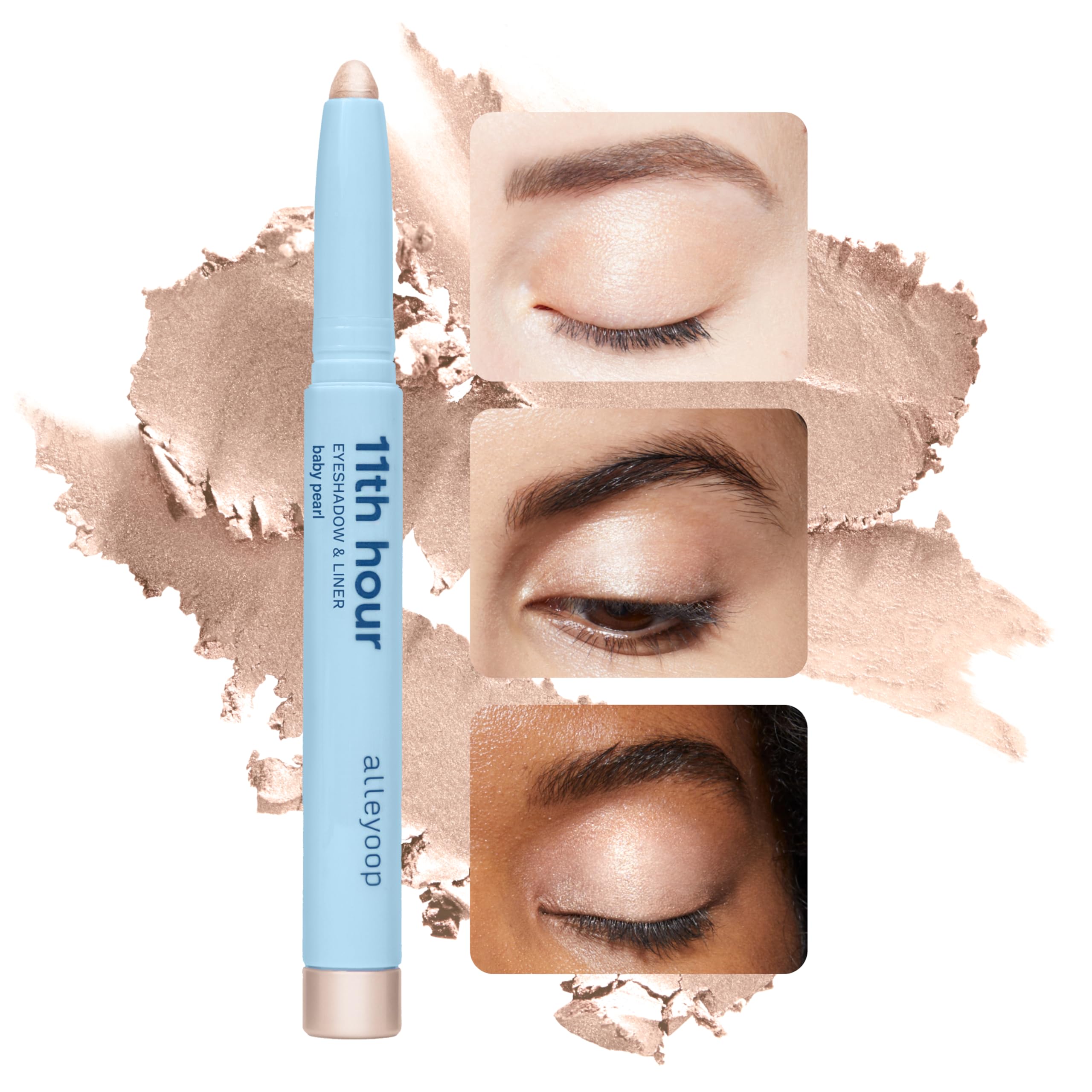 ALLEYOOP 11th Hour Cream Eye Shadow Sticks - Baby Pearl (Shimmer) - Award-winning Eyeshadow Stick - Smudge-Proof and Crease Proof for Over 11 Hours - Easy-To-Apply and Compact for Travel, 0.05 Oz