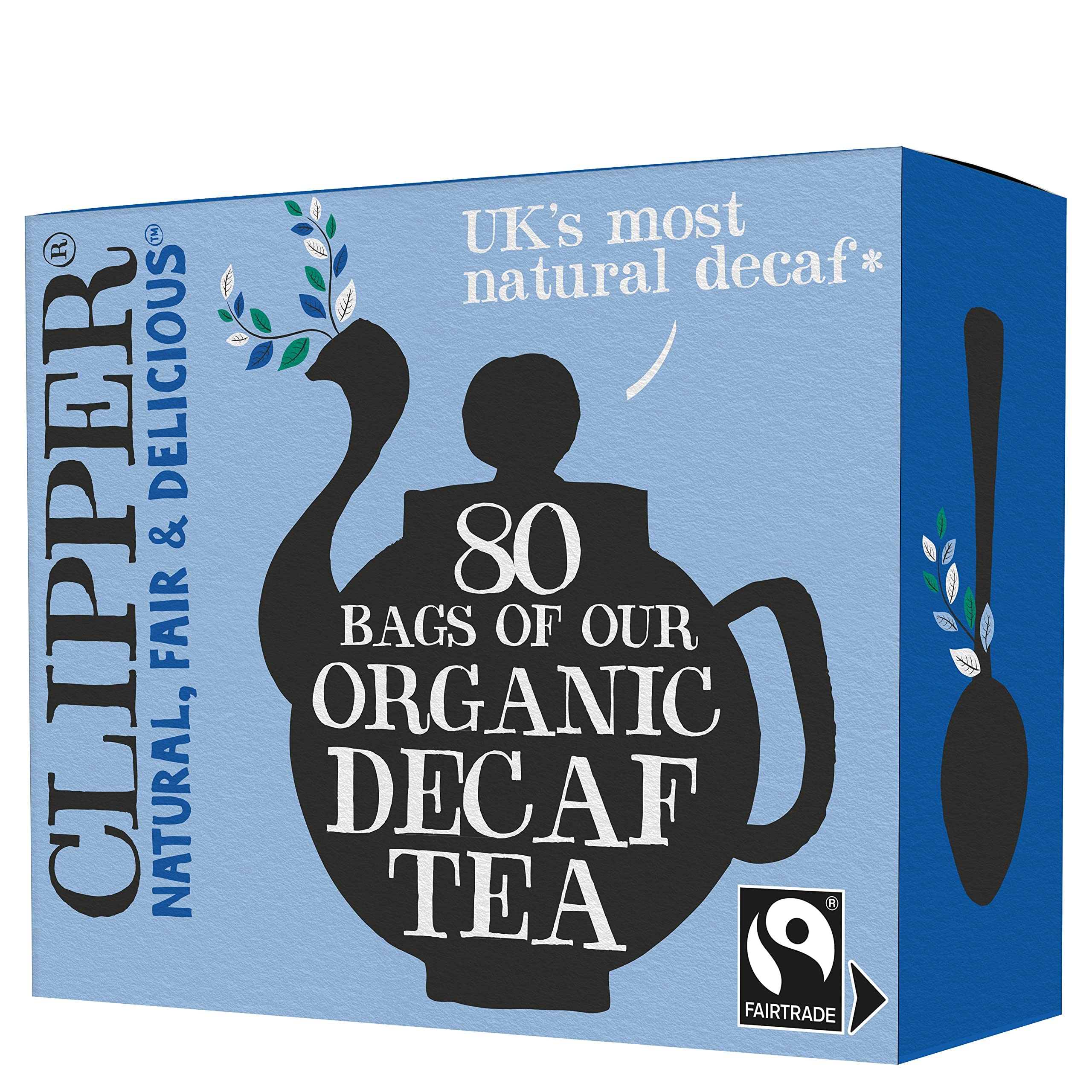 Clipper Tea Tea Fairtrade Organic Decaf 80 Unbleached, Plastic-Free Bags, 8.2 oz, 1 Pack, 80 Unbleached Tea Bags