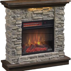 duraflame® Wall Mantel Electric Fireplace with Remote Control, Smoky Gray Stone