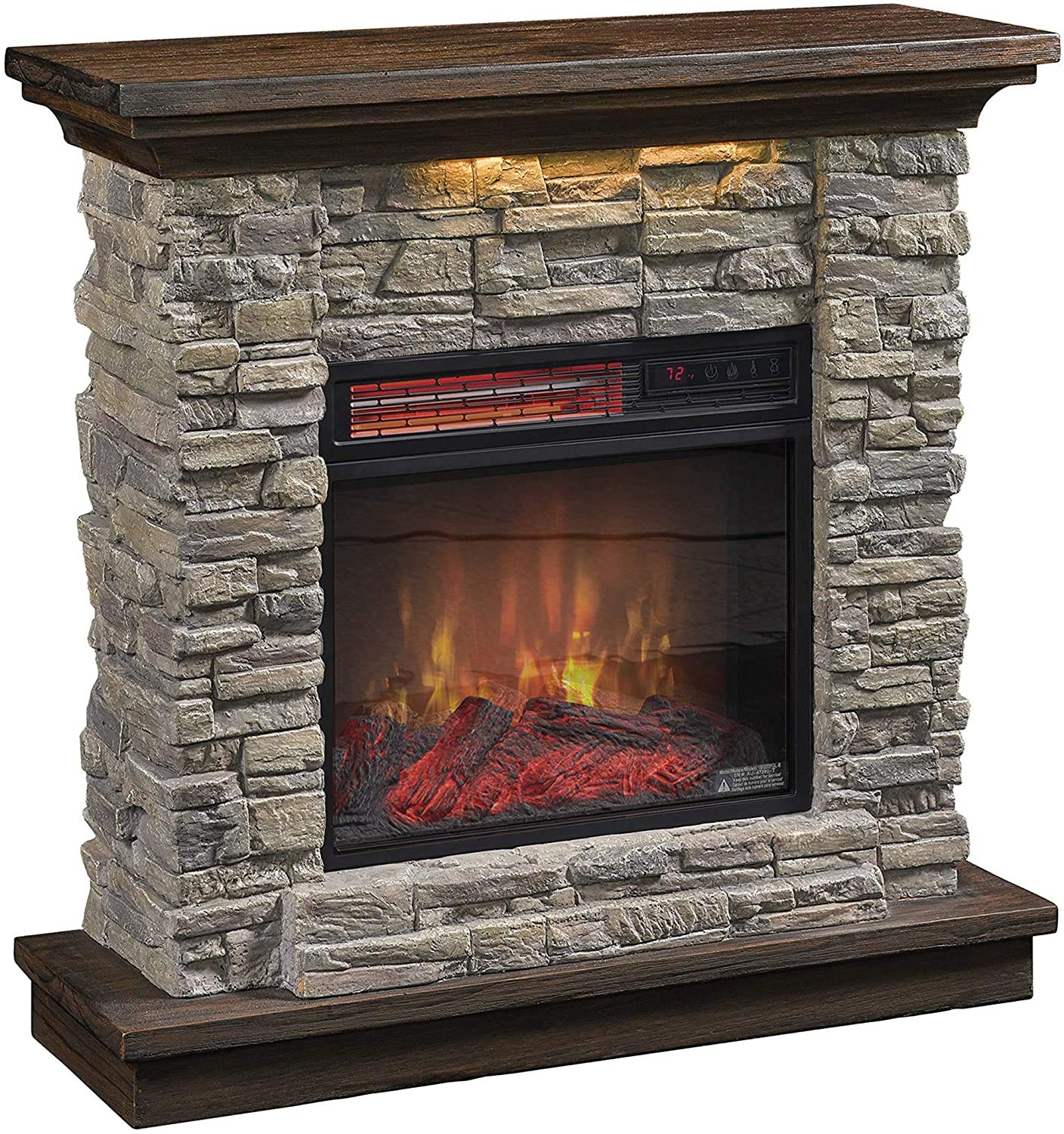 duraflame® Wall Mantel Electric Fireplace with Remote Control, Smoky Gray Stone