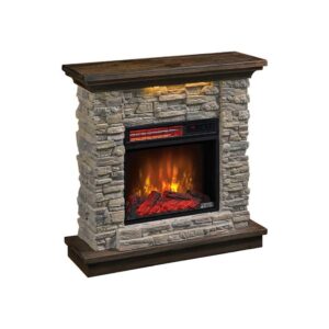 duraflame® Wall Mantel Electric Fireplace with Remote Control, Smoky Gray Stone