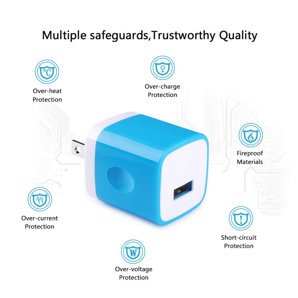 USB Plug in Wall Charger, Fast Charger Box for iPhone, USB Block, NonoUV 4Pack Single Port Charger Plug Power Adapter for iPhone 15 14 13 12 11 Pro Max SE XR XS X 8 7 6 6s Plus,Android,Samsung,Kindle