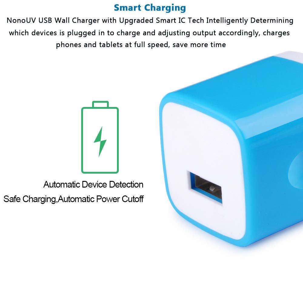 USB Plug in Wall Charger, Fast Charger Box for iPhone, USB Block, NonoUV 4Pack Single Port Charger Plug Power Adapter for iPhone 15 14 13 12 11 Pro Max SE XR XS X 8 7 6 6s Plus,Android,Samsung,Kindle