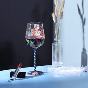 NymphFable Hand-painted Retirement Wine Glass Personalised Gift for Friend Family 15oz (Multi-Retirement)