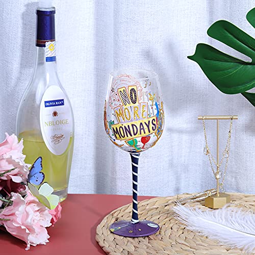 NymphFable Hand-painted Retirement Wine Glass Personalised Gift for Friend Family 15oz (Multi-Retirement)