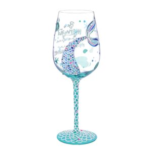 nymphfable hand-painted wine glass mermaid sayings artisan painted 15oz personalised gift for girls women