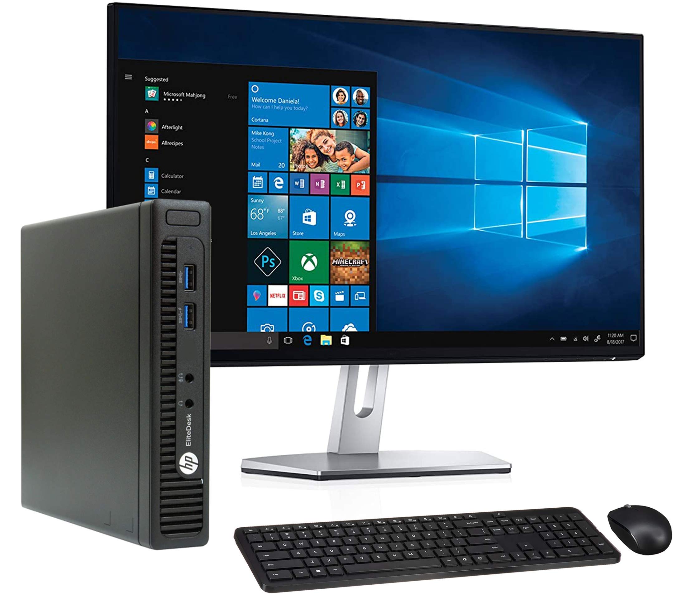 HP EliteDesk 800 G1 Tiny Computer Micro Tower PC, Intel Core i5 Processor, 16GB Ram, 250GB SSD,Wireless Keyboard & Mouse, WiFi | Bluetooth, 22" FHD LED Monitor, Win 10 Pro (Renewed)