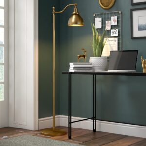 Beverly 65" Tall Floor Lamp with Metal Shade in Brass/Brass