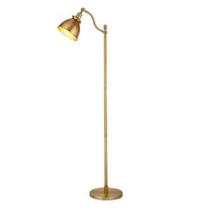 Beverly 65" Tall Floor Lamp with Metal Shade in Brass/Brass