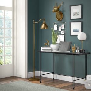 Beverly 65" Tall Floor Lamp with Metal Shade in Brass/Brass