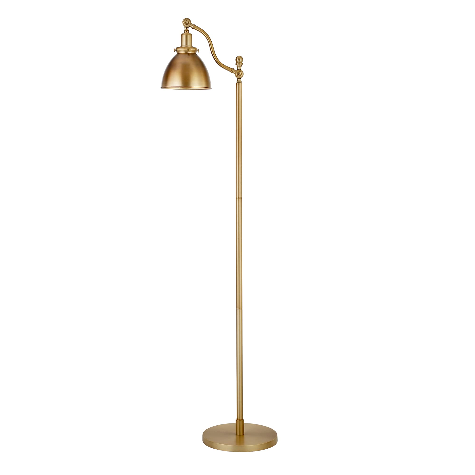 Beverly 65" Tall Floor Lamp with Metal Shade in Brass/Brass