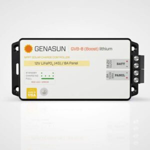 Genasun GVB-8-Li-14.2V, Voltage Boosting MPPT Solar Charge Controller for 4S LiFePO4 Batteries. Recommended for Panel up to 105 W and Vmp 13 V (9V-Nominal)