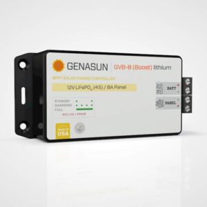 Genasun GVB-8-Li-14.2V, Voltage Boosting MPPT Solar Charge Controller for 4S LiFePO4 Batteries. Recommended for Panel up to 105 W and Vmp 13 V (9V-Nominal)