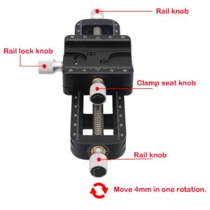 Haoge FM-160 Wormdrive Macro Rail for Macro Photography Track, Focus Stacking Precision Focus Slider/Close-up Shooting Clamp Plate Fine-Tuning Screw Rod