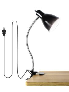 desk lamp eye-caring table lamps, 360°rotation gooseneck clip on lamp reading light portable reading book light, clamp light, study desk lamps for bedroom and office home lighting (black)