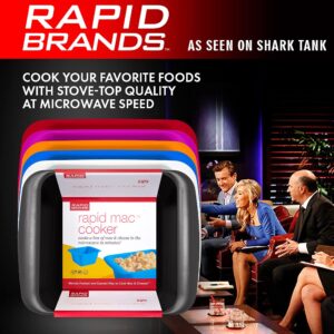 Rapid Mac Cooker | Microwave Macaroni & Cheese in 5 Minutes | Perfect for Dorm, Small Kitchen or Office | Dishwasher-Safe, Microwaveable, BPA-Free… (Blue & Orange, 2-Pack)