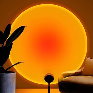 balkwan sunset lamp projection rotation rainbow lamp led romantic visual led light network red light with usb modern floor stand night light living room bedroom decor (sunset red)