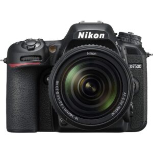 Nikon D7500 DSLR Camera with 18-140mm Lens (1582) + 4K Monitor + Pro Headphones + Pro Mic + 2 x 64GB Memory Card + Case + Corel Photo Software + Pro Tripod + 3 x EN-EL 15 Battery + More (Renewed)