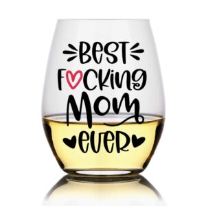 perfectinsoy funny mom gifts, best mom ever wine glass, mother's day gifts for her, women, wife, sister, boss, colleague, mom, new mom, mother, aunt, grandma, grandmother, birthday gift for mom