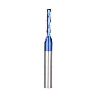 jiiolioa s2112g cnc router bits 1/4 inch shank 1/8 inch cutting diamete spiral up cut end mill with nano blue coating for carving standard milling, finish and boring …