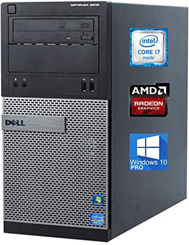 Dell Optiplex 3010 Mini-Tower Desktop PC, Intel Quad-Core i7-3770 Upto 3.90 GHz, 16GB RAM, 512GB SSD, Radeon HD 6450 1GB, DVD, VGA, DVI, HDMI, Wi-Fi, Bluetooth - Windows 10 Pro (Renewed)